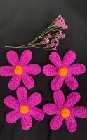 China Exquisite Crochet Flower Embroidery Patches 3D Handmade Fluffy Lace Crochet Patches Custom Embroidery for sale