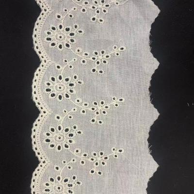 China Quality Retro Hollow Embroidery Edge Lace Trimming Pure Cotton Fabric with Lace Embroidery Accessory for Clothing Home Decor for sale