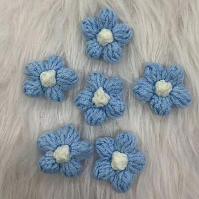 China Handmade 3D Knit Flower Puff Patches for Women's Clothing DIY Embroidery Crochet Lace Trim Embellished Knitted Cardigans for sale