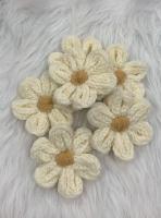 China Handmade 3D Knit Flower Puff Patches for Women's Clothing DIY Embroidery Crochet Lace Trim Embellished Knitted Cardigans for sale