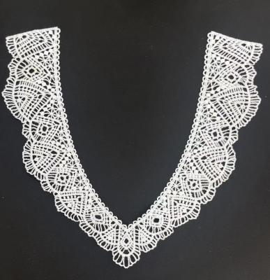 China Handmade Three-dimensional Flower Embroidery Soluble Lace Collar Milk Silk DIY Edge Trim Chest Flower for Personalized Fashion for sale