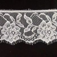 China 10cm White Flowers Embroidered Eyelash Lace Fabric Trim for Shoe Decorations Wedding Dress Accessories Manual Bag for sale