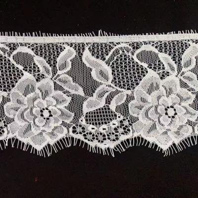 China 10cm White Flowers Embroidered Eyelash Lace Fabric Trim for Shoe Decorations Wedding Dress Accessories Manual Bag for sale