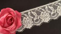 China 10cm White Flowers Embroidered Eyelash Lace Fabric Trim for Shoe Decorations Wedding Dress Accessories Manual Bag for sale