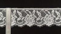 China 10cm White Flowers Embroidered Eyelash Lace Fabric Trim for Shoe Decorations Wedding Dress Accessories Manual Bag for sale