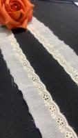 China 3cm 100% Cotton Eyelet Lace Trim - Floral Pattern Fabric Border for sale