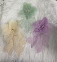 China 3D Three-Dimensional Flower with Bead Mesh and Organza for Wedding Dress Accessories Unique Badges for sale