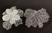 China 3D White Flower Belt Beads and Bead Tube Three-dimensional Mesh Flower  Wedding Dress Decorations Garment Accessories for sale