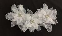 China 3D White Flower Belt Beads and Bead Tube Three-dimensional Mesh Flower  Wedding Dress Decorations Garment Accessories for sale