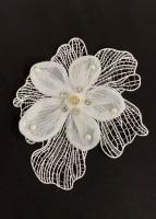 China 3D White Flower Belt Beads and Bead Tube Three-dimensional Mesh Flower  Wedding Dress Decorations Garment Accessories for sale