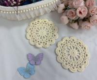 China Exquisite Design Round Handmade Knitted Coasters Cotton Lace Crochet Mat Lace for Bag Decoration/cup Mat for sale