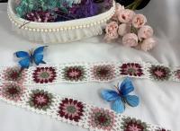 China Embroidery Crochet Lace Trim Handmade Square Crochet National Style Accessories Trim for Hat Decoration/bag Decoration/cup Mat for sale