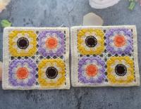 China Wholesale Handmade Crochet Square Embroidered Patches Flowery Lace Trims for Clothing Accessories Customisable Crochet Patches for sale