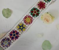 China Hand Hook Flower Embroidered Lace Trim Water-Soluble Cotton Fabric for Clothing Accessories for sale