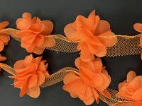 China 3D Organza Flower Mesh Lace Trim Elegant Wedding Dress Decoration Accessories for Shoes and Bags for sale