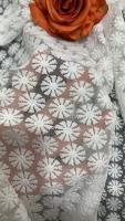 China High Quality Wholesale Snowflake Patterned Polyester Lace Fabric Embroidered Fabric, with Customizable Patterns for sale