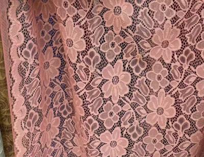 China Nylon Spandex Stretch Lace Fabric Elastic Hollow Flower Knitting Mesh for Female Wedding Dresses and Garments Accessories for sale