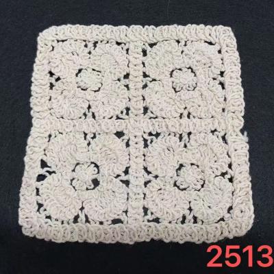 China Vintage 3D Lace Table Mat Hollowed Out Embroidery Coasters Shot Decorative Props Soft Cotton Home Fabric Square for sale