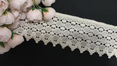 China 100% Cotton Embroidery Lace Trim with 9cm Width and Non Stretch for Clothing and Home Textiles for sale