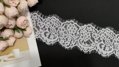 China Double sided wavy eyelash lace trim neck lace 11.5cm nylon perfect for adding elegance and unique floral embroidery to nightwear sleeves for sale