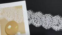China Double sided wavy eyelash lace trim neck lace 11.5cm nylon perfect for adding elegance and unique floral embroidery to nightwear sleeves for sale