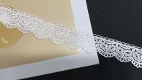 China White Polyester Water-Soluble Embroidery Lace Trim, Floral Scalloped Wide Lace Border for Bridal Dress, Lingerie, DIY Crafts for sale