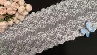 China Classic French Style White 22cm Lace Edge Spandex/Nylon lace tirm Elastic Garment Border for Wedding Decoration & DIY for sale