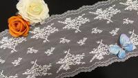 China Classic Retro Style Floral Mesh Elastic Lace Trim 22.5cm Width Nylon/Spandex for Wedding Veil Decoration for sale