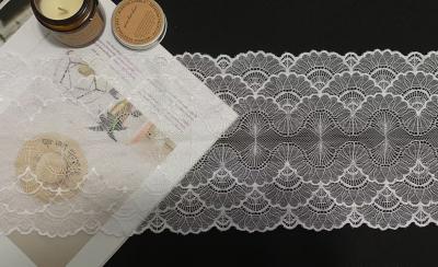 China A1Z004 French Lace with Nylon/Spandex Material and 19CM Width Featuring Wavy Edge Design for Dress & Home Textiles for sale