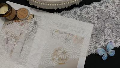China Sunflower Daisy Floral Lace Trim Stretch Fabric in Nylon Spandex with 22.5cm Width for Pajama Dresses for sale