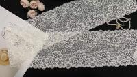 China Retro European Floral Elastic Lace Trim with 15.5cm Width and Nylon/Spandex Blend for Women's Dresses for sale