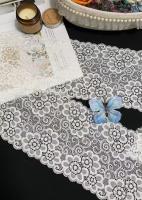 China Retro European Floral Elastic Lace Trim with 15.5cm Width and Nylon/Spandex Blend for Women's Dresses for sale