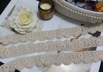 China 4cm Water-Soluble Guipure Lace Trim with Rope Embroidery for Women's Summer Vest Dress for sale