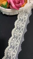 China Exquisite French Wave Pattern Eco-Friendly Voile Lace with Water-Soluble Mesh and Embroidery Stretch Fabric for sale