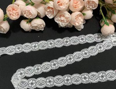 China 2.5cm Classic Double-sided Wavy Floral French Lace Elastic Luxury Fancy Accessory for Women/Children's Decorative Clothing Shoes for sale