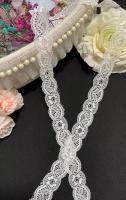 China 2.5cm Classic Double-sided Wavy Floral French Lace Elastic Luxury Fancy Accessory for Women/Children's Decorative Clothing Shoes for sale