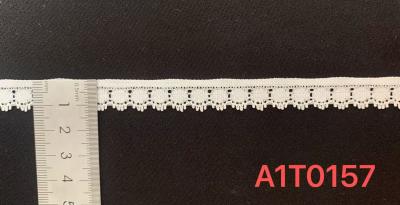 China 1.2cm Delicate White Knitted Lace Trim with Hollow-out Pattern & Tassel Edge for Lingerie, Dresses, and Garment Decoration for sale