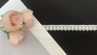 China 1.2cm Delicate White Knitted Lace Trim with Hollow-out Pattern & Tassel Edge for Lingerie, Dresses, and Garment Decoration for sale