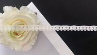 China 1.2cm Delicate White Knitted Lace Trim with Hollow-out Pattern & Tassel Edge for Lingerie, Dresses, and Garment Decoration for sale