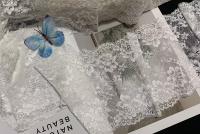 China A1Z011 16.5cm Wide Fancy French Double Wave Floral Elastic Stretch Lace Fabric Rhinestones for Lingerie Wedding Dresses for sale
