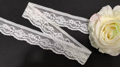 China 3.5cm Romantic Hollow Floral Elastic Lace Trim Soft Against Skin for Bridal Dresses & Custom Apparel Making for sale