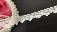 China 3.5cm White French Lace Trim (Nylon/Spandex) Elastic Bridal Lace for Garment Accessories & Home Decor-A1W0001 for sale