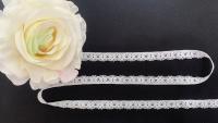 China 1.2cm White Symmetric Hollow-out Nylon Lace Trim with Delicate Scalloped Edge Eco-Friendly Elastic Fabric for Garment Sewing for sale