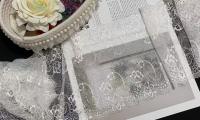 China A1Z012# Double Scalloped Shell Knitted French Lace with Spandex 21.5CM Width Elastic for Bridal Apparel for sale