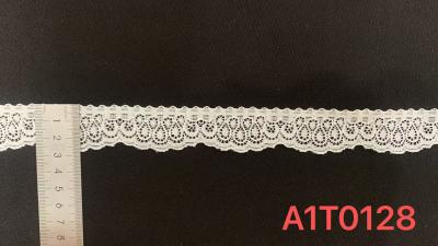 China 2.8cm Stretch Nylon Lace with Continuous Hollow Scallop Pattern, Soft Elastic Fabric for Apparel Trimming. for sale