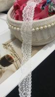 China 2.8cm Stretch Nylon Lace with Continuous Hollow Scallop Pattern, Soft Elastic Fabric for Apparel Trimming. for sale
