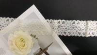 China Exquisite White Heart-floral Lace with Dotted Hollow Mesh, Soft Stretch Nylon for Garment and Intimate Wear Trimming for sale