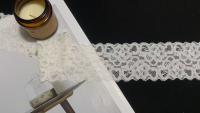 China Exquisite White Heart-floral Lace with Dotted Hollow Mesh, Soft Stretch Nylon for Garment and Intimate Wear Trimming for sale