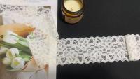 China Exquisite White Heart-floral Lace with Dotted Hollow Mesh, Soft Stretch Nylon for Garment and Intimate Wear Trimming for sale