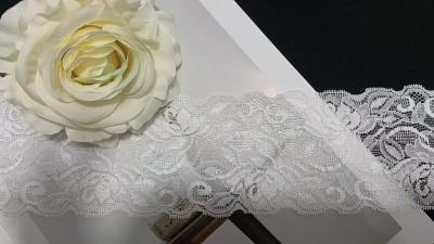 China 8cm Soft Stretch Lace Trim with Vivid Rose Hollow Patterns, Soft Nylon Fabric for Women's Dresses and Lingerie Sewing Decoration for sale